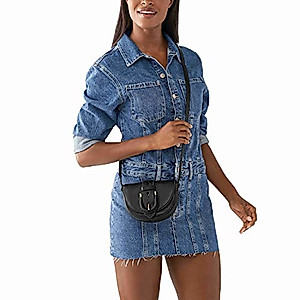 Fossil Women's Harwell Leather Small Flap Crossbody Purse Handbag, Black (Model: ZB1853001)