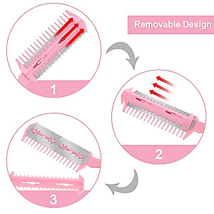 Maitys 3 Pcs Razor Comb with 10 Pcs Razors, Hair Cutter Comb Cutting Scissors, Double Edge, Slim Haircuts Tool