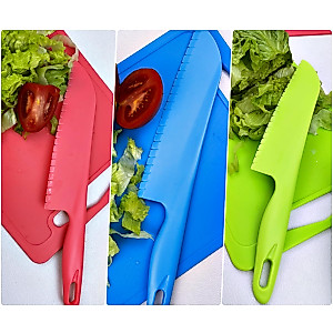jawbush Professional Lettuce Knife to Prevent Browning, 11" Plastic Serrated Kitchen Knife for Veggies, Salad, Fruit, Bread or Cake, Nylon Knife for Nonstick Pans, Green, 2 Pack