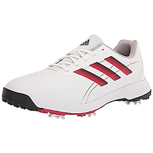 adidas Men's Traxion LITE MAX Wide Golf Shoes, Footwear White/Core Black/Vivid Red, 12.5