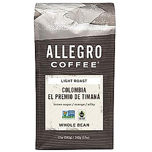 Allegro Coffee, Coffee Colombia El Premio De Timana Whole Bean, 12 Ounce