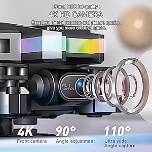 Drone with Camera for Adults - Foldable Mini Drone with Dual 4k HD Fpv Camera Remote Control Toys Gifts for Boys Girls with Altitude Hold, Headless Mode, Speed Adjustment (Black B)