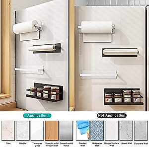 Self Adhesive Paper Towel Holder, Under Cabinet Paper Towel Holder for Kitchen, Stainless Steel Hanging Paper Towel Holder (Black)