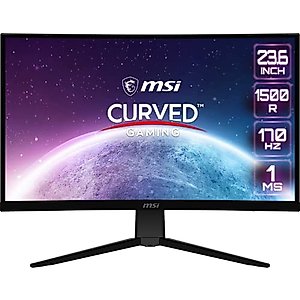 MSI G242C, 24" Curved Gaming Monitor, 1920 x 1080 (FHD), VA, 1 ms, 170 Hz, FreeSync Premium, HDMI, DP Port, Tilt,Black