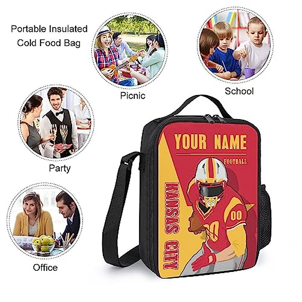 Quzeoxb Kansas City Custom Backpack 3pcs Bag Set Laptop Bag Personalized Name Number Lunch Box and Pencil Case Men Women Fan Gifts