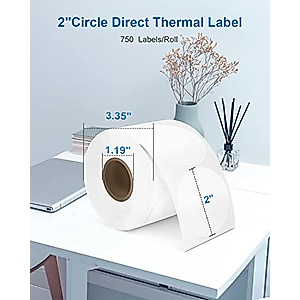 POLONO Label Printer, PL420 4x6 Thermal Printer, High-Speed Shipping Label Printer, Commercial Direct Thermal Printer, 2" White Circle Direct Thermal Labels, Self-Adhesive Thermal Stickers Labels