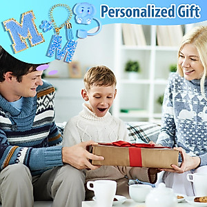 Mity rain Cup Accessories Set for stanley 30 oz 40 oz tumbler with handle, Including Initials Charms, Straw Cover Cap, Boot, Sticker, Silicone Spill Proof Stopper,Blue Decorate for Boy Girl (Letter M)