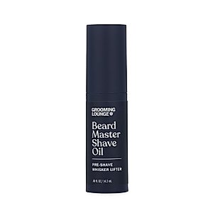 Grooming Lounge Beard Master Shave Oil - Eliminates Razor Drag and Burn - No Clogged Pores or Residue - Can be Used Solo or With a Cream - Translucent Solution - No Parabens - Cruelty Free - .5 oz