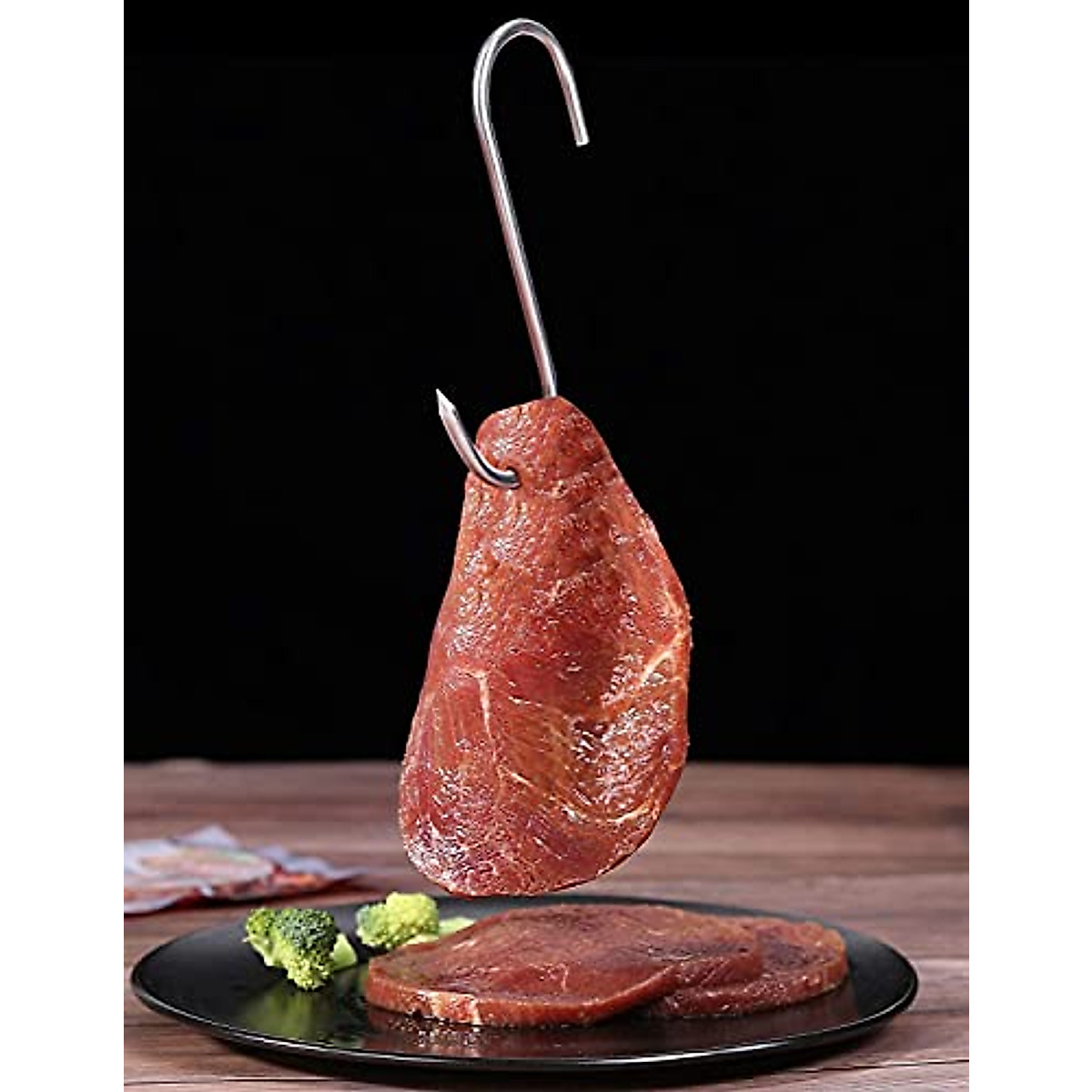 S Hooks for Hanging Meat, 20PS 5" Stainless Steel Sharp Prong S-Hooks Heavy Duty S Shaped Butcher Processing Hanger for BBQ Pork Sausage Bacon Hams Chicken Duck Turkey Poultry Smoker Curing Roast