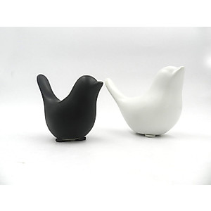SuDuoLa Scandinavian Decor Bird Decor (Minimalist Decorations Modern Sculptures White Doves Birds Figurine) Home Decor Crafts Ceramic Birds Gifts (Black and White) 2Pcs