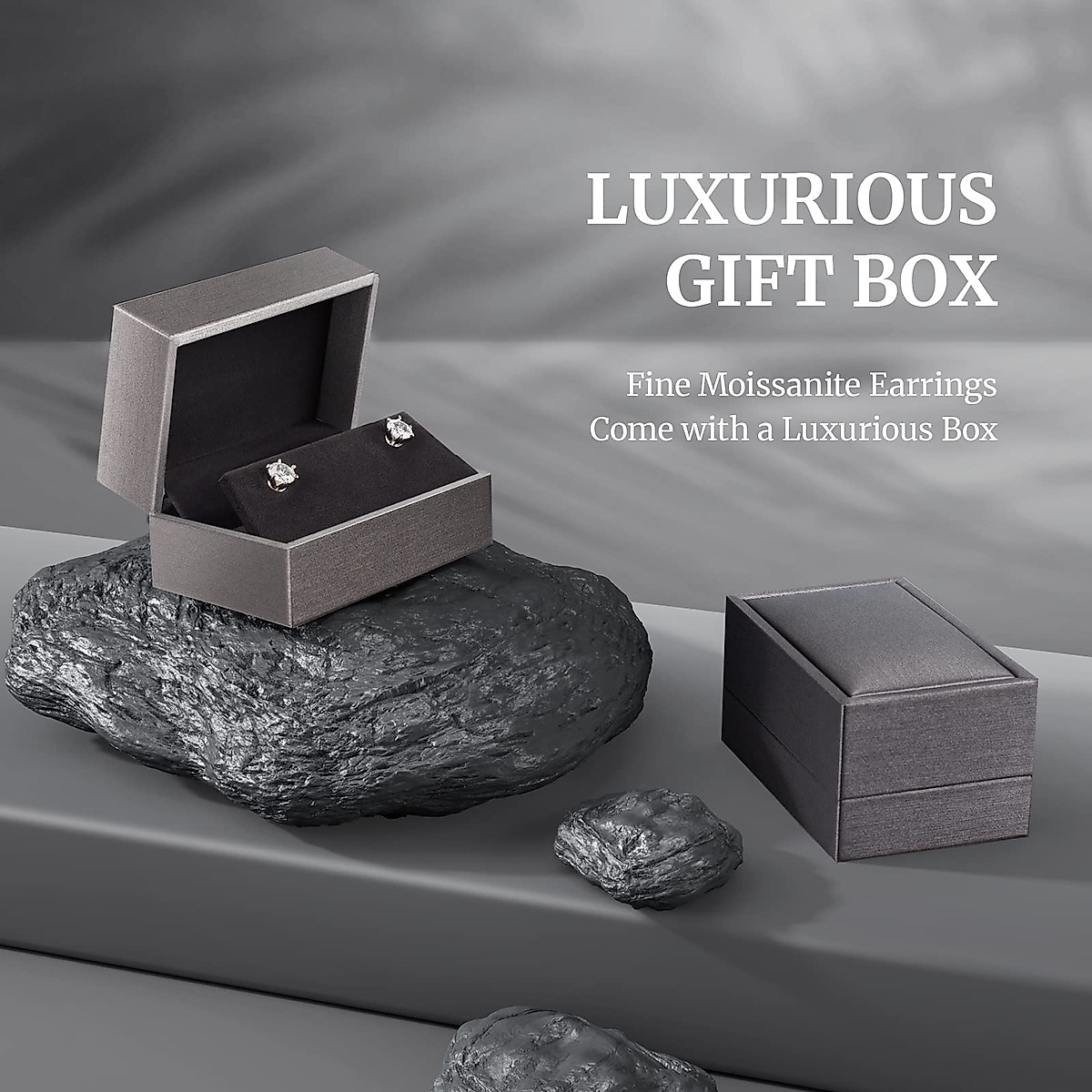 SugarTang Sterling Silver 6prong Moissanite Earrings, 1ct D Color, VVS1 Clarity, Round Cut, Hypoallergenic, Lab-Created Diamond, 18K White Gold Plated for Women