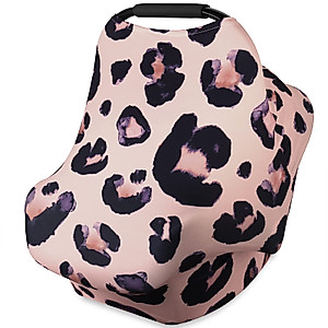 Metplus Car Seat Covers for Babies, Multi Use Infant Carseat Canopy, Stretchy Baby Carrier Cover, Soft Breathable Nursing Cover for Breastfeeding, Newborn Boy Girl Shower Gifts, Leopard
