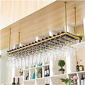 Stylish Simplicity Down Wine Rack Vintage Wrought Iron Wine Rack Home Goblet Rack Bar Special Goblet Rack - Restaurant Kitchen Bar Decoration Adjustable Height (Bronze 120 * 30Cm), PIBM, Gold, 80