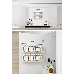 FEMELI Acrylic Spice Rack Wall Mount for Cabinets,Cupboard Or Pantry Door,4 Packs Of Hanging Spice Rack Shelf,Seasoning Organizer for Kitchen