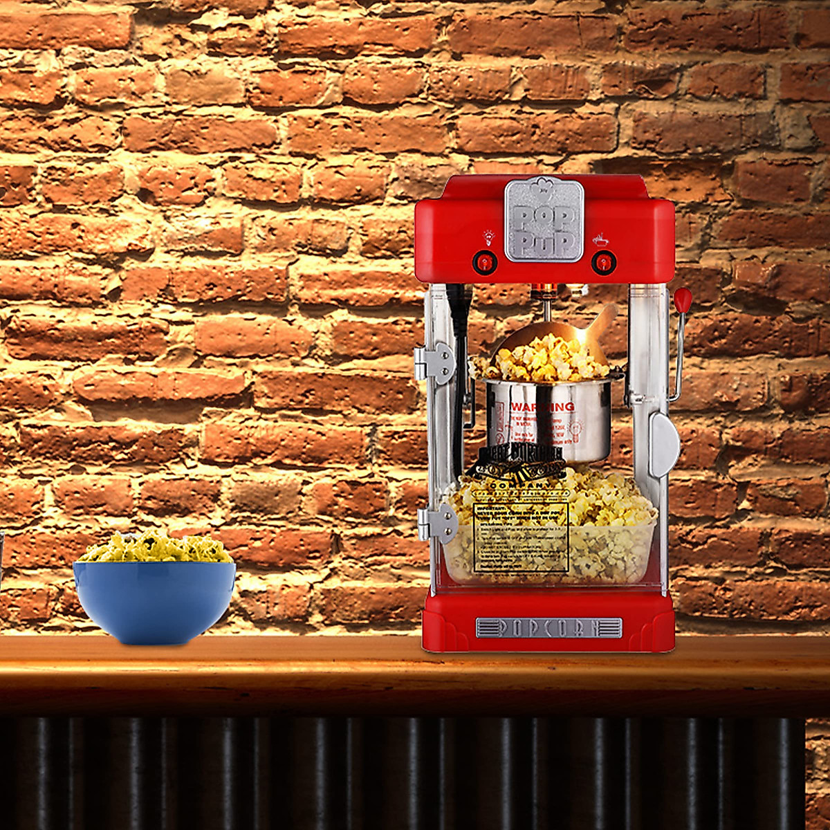 Pop Pup Popcorn Machine – 2.5 Oz Kettle with 12 Pack of Pre-Measured Popcorn Kernel Packets, Scoop, and Serving Cups by Great Northern Popcorn (Red),83-DT6031