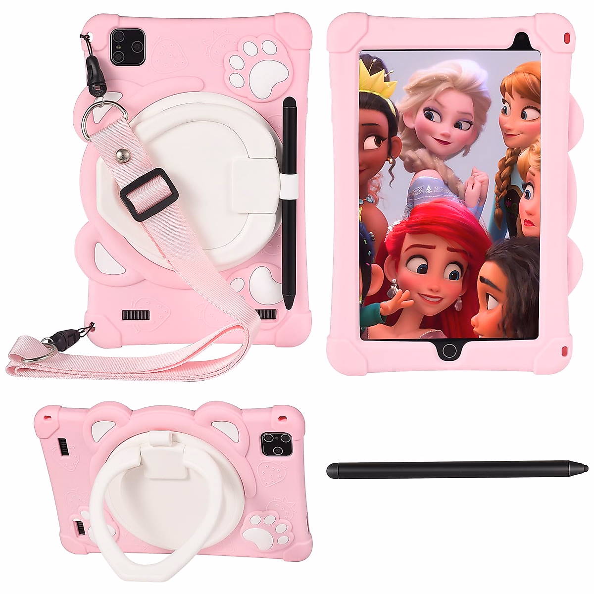 Kids Tablet 8 Inch, Toddler Tablet with Stylus & WiFi & Bluetooth, Android 10, 1280 x 800 IPS Display, 2G & 32G, YouTube Netflix Google Play Store, Earphone & Case Included (Pink)