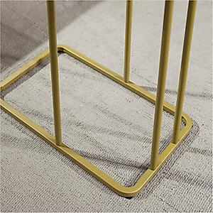 C Shaped Side Table, Small End Table, Modern Simplicity Waterproof Marble Pattern Coffee Table with Steel Frame for Living Room, Bedroom (White)