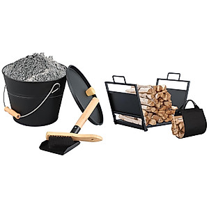 FEED GARDEN 1.5 Gallon Mini Ash Bucket and 18 Inch Small Firewood Rack