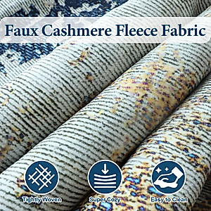 VK VK·LIVING Machine Washable Rug 8'x10' Abstract Washable Area Rugs with Non Slip Rugs for Living Room Bedroom Modern Woven Rug Carprt Stain Resistant, Washable Rugs Dining Room Office Boho Rug, Blue