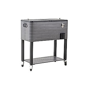 Sunjoy A601000800 80QT Gray Wood Grain Finish Cooler