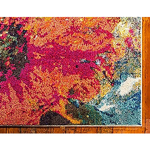 Unique Loom Estrella Collection Distressed, Floral, Abstract, Modern, Bright Colors Area Rug, 5' 0" x 8' 0", Multi/Blue