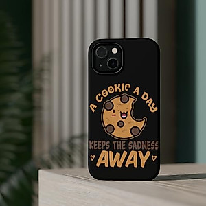 DistinctInk Tough Case for Apple iPhone 13 (6.1" Screen), Compatible with MagSafe Charging - Cookie A Day Keeps Sadness Away Black