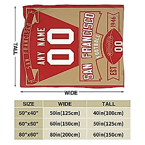 Custom Football Throw Blankets Personalized Ultra-Soft Micro Fleece Blankets with Name Numbers for Fans Gifts