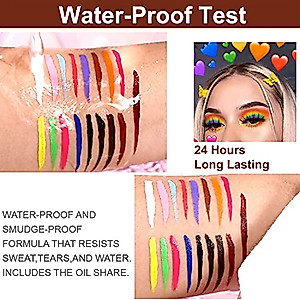 Topcent Matte Liquid Eyeliner Set, 16 Colors Neon White Black Red Brown Green Eye Liners For Women Waterproof High Pigmented Long Lasting Rainbow Eyeliner Pencil Quick Dry Eyes Makeup Kit (16PCS)
