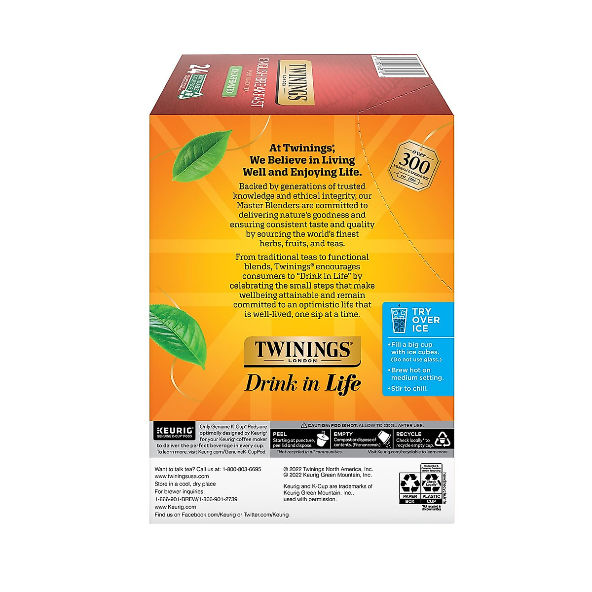Twinings Decaf English Breakfast Tea K-Cup Pods for Keurig, Naturally Decaffeinated Black Tea, Smooth, Flavourful, Robust, 24 Count (Pack of 4)