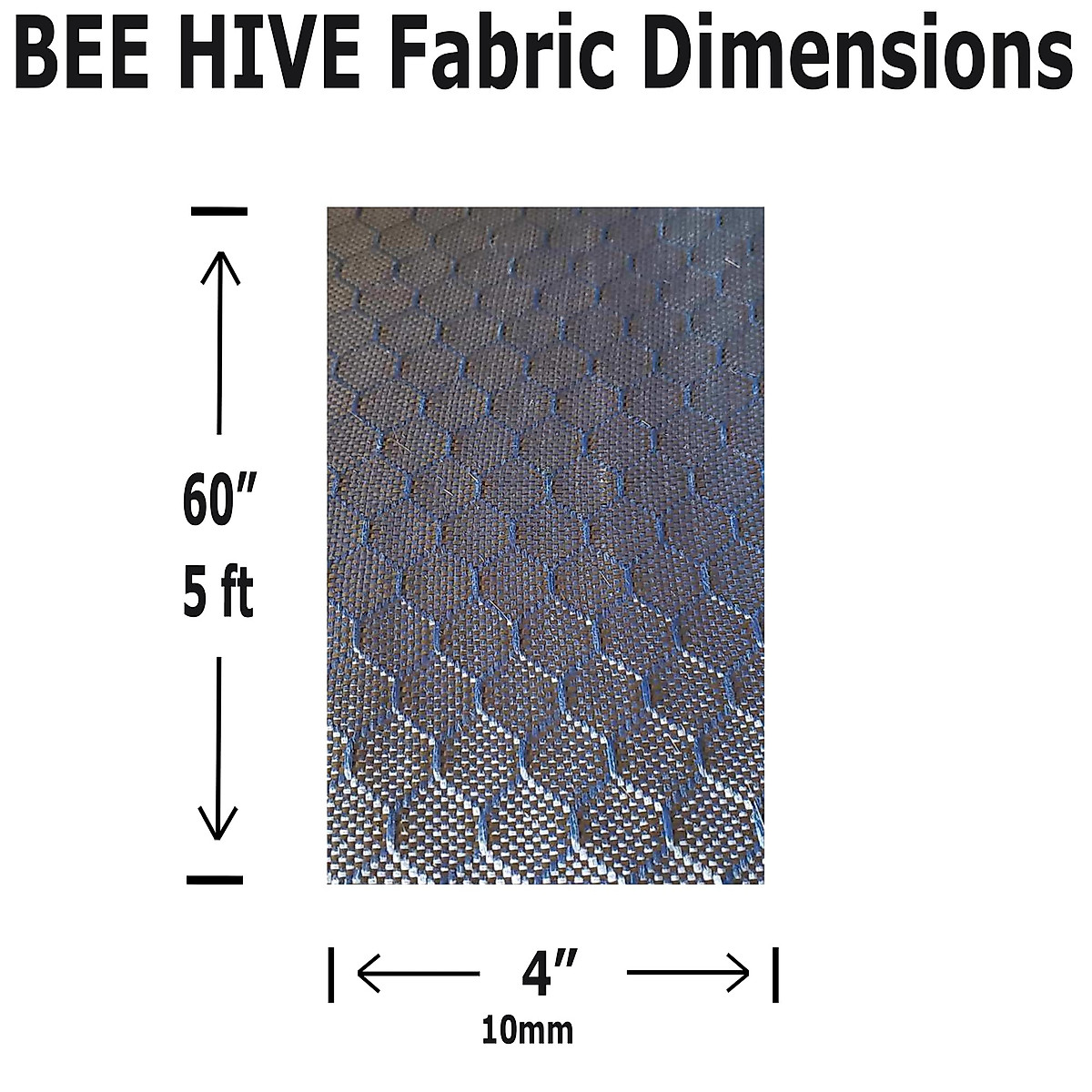 KARBXON - 4 in x 5 ft – Beehive Weave - Carbon Fiber Aramid Fabric - Blue - 3K - 240g/meter - Beehive Weave 4” Wide Hemmed Fabric for Repair, DIY Projects (5, Ft)