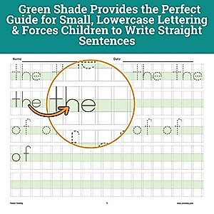 Channie’s Practice Handwriting & Printing Paper Workbook One Page A Day, 250 Pages Front & Back, 125 Sheets, Grades PreK – 1st, Size 8.5” x 11” Summer School, Summer Bridge