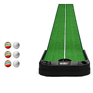 cghhome Golf mat, Golf Putting Practice Machine, Indoor Simulation Turf Golf Training Blanket, All-Round Electric Ball Return, Professional Golf Practice Equipment (Color : 1, Size : 39 * 310cm)