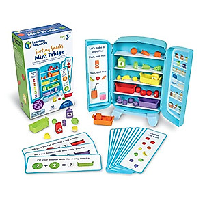 Learning Resources Sorting Snacks Mini Fridge ,51 Pieces, Ages 3+, Toddler Toys, Educational Toys, Snack Toys,Plastic Food Toys,Kids Kitchen Accessories