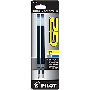PILOT G2 Gel Ink Refills For Rolling Ball Pens, Fine Point, Blue Ink, 2-Pack (77241)
