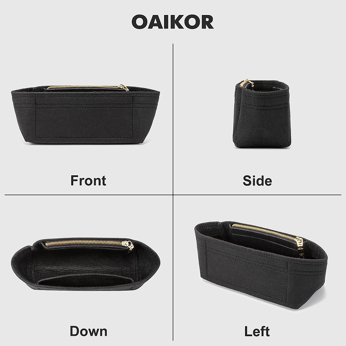 OAikor Purse Organizer Insert,Felt Bag Insert for Handbags & Tote,Divider Fit LV Vanity PM(Felt-Black)