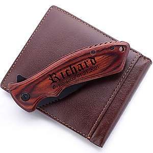 Groomsmen Gifts For Men Wedding Knife Set - Personalized Pocket Knife Custom Knife Gift Options - Best Groomsman, Mens Bachelor, Best Man Proposal Gift Set - 6 Font