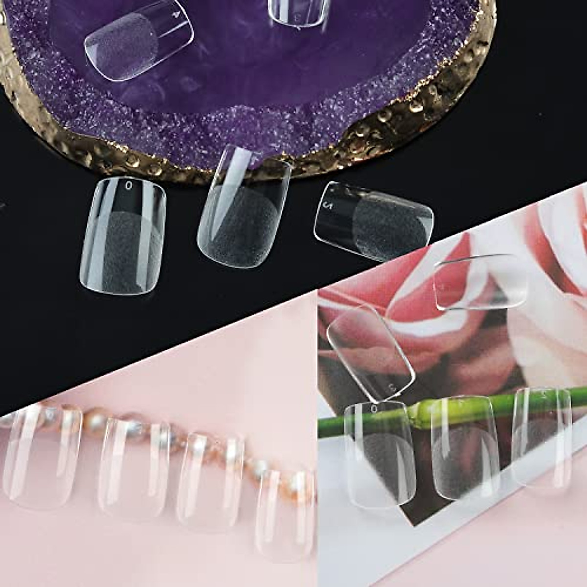 UNA GELLA Short Square Fake Nails 504pcs Short Square Press on Nails Pre-shape Short Square Gel Nail Tips for Full Cover Acrylic Short Square Nails False Nails For Nail Extension Home DIY Nail Salon 12 Sizes Gelly Tips