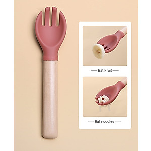 Silicone Baby Forks- Silicone Tips for Toddlers and Baby- Self-Feeding Utensils (Pack of 4) Moody Blue Light Claybank Purplish Red and Dark Pink 10 Month + 002 Fk-1
