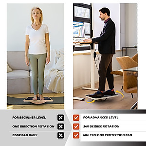INFIDEZ 360 Degree Rotation Anti-slip Wooden Balance Board, Advanced Wobble Board for Balance and Core Training, Balancing Board for Under Desk, Stability and Portable Balance Board - Black