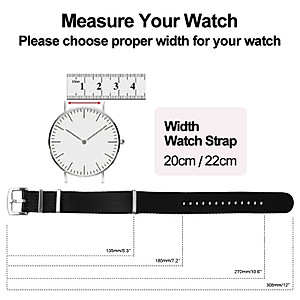 watchdives Nylon Watch Band 18mm 20mm 22mm Multicolor Replacement Watch Straps for Men Women (Black Yellow Gray, 20mm)
