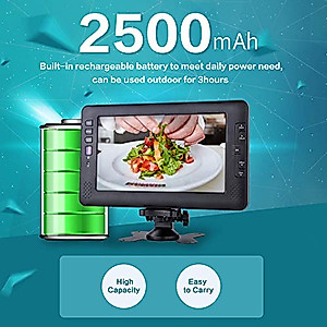 GJY Jexiop 9" Portable TV with Antenna for Watching ATSC Digital TV in USA,Canada,Mexico, Rechargeable Battery Operated TV,Support USB Port/AV in