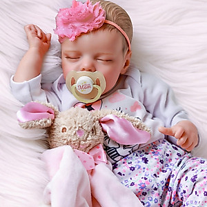 Lifelike Reborn Baby Dolls Twinnie - Girl 17-Inch - Soft Body Realistic-Newborn Baby Dolls Full Vinyl Body Poseable Baby Girl with Feeding Kit Gift Box for Kids Age 3+