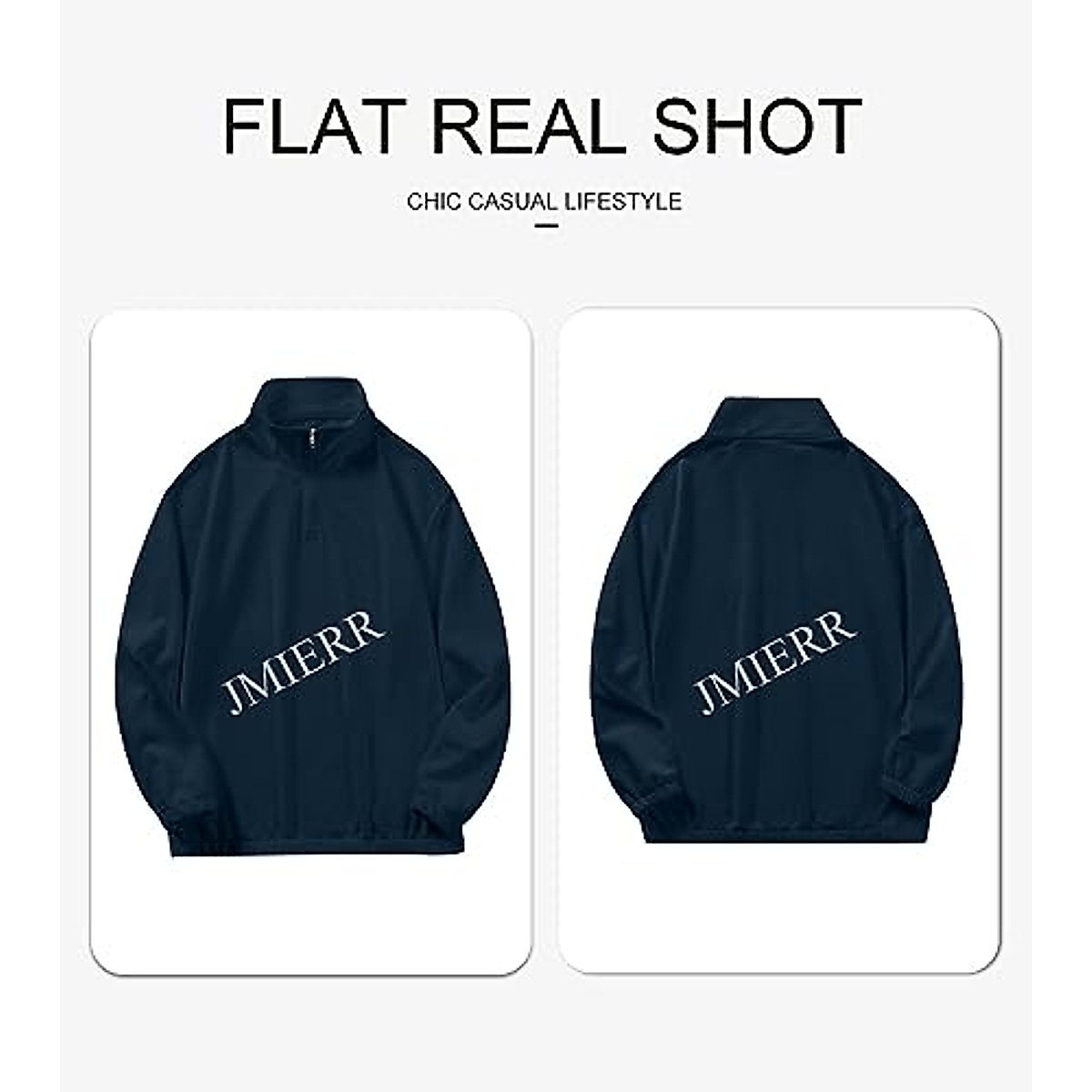 JMIERR Quarter Zip Pullover Men Stand Collar Long Sleeve Fall Sweatshirt, US 40(M), Blue