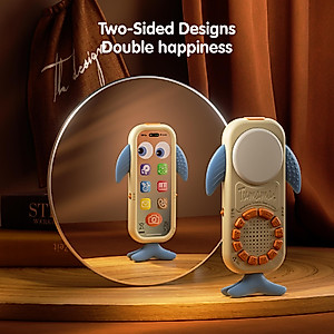 TUMAMA Baby Phone Toys, Kids Phone with Music, Lights, Chewy Teether and Rechargeable Batteries with Recording and Playback Functions, Best Pretend Phone Gift for Toddlers 1-3