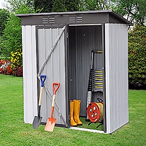 Outdoor Storage Shed,5' x 3' Metal Shed Kit Outdoor Shed with Single Lockable Door,Waterproof Garden Shed,Small Shed Outdoor Storage for Lawn Mower,Backyard,No Floor