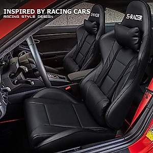 Homall Gaming Chair Computer Office High Back Leather Gamer Desk Chair Ergonomic Adjustable Swivel Racing Chair with Headrest and Lumbar Support (Black)