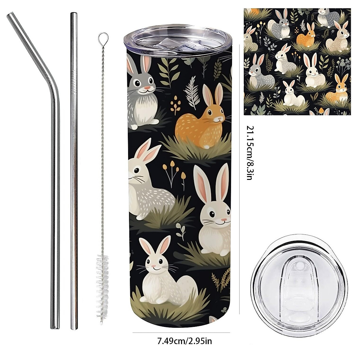 Tumbler with Lid and Straw funny bunnies thermos coffee travel mugcute cups 20 oz insulated tumbler for Daily Holiday Decor Gift coffee cup