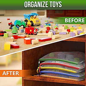 5 Pack Mesh Zipper Pouch Bags A3 - Plastic Zipper Pouches for Organizing 17.7x12.6 inch - Game Storage Bags - Puzzle Organizer Bags - Large Zipper Pouch Bag - Mesh Pouch with Zipper - Puzzle Bags