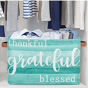 AUUXVA Teal Turquoise Green Wood Storage Bins Baskets Fabric Laundry Baskets, Storage Cube Boxes Organizer Bag Bin for Toy Organizing Book Storage Shelves Nursery Closet