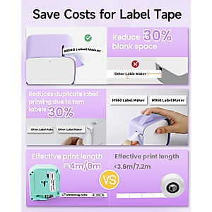Vixic Bluetooth Label Maker Machine with Tape, Small Label Printer, M960 Label Sticker Portable Printer for 9mm, 12mm Label, Multiple Templates Font Icon for Office, Home, School, Purple